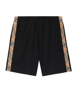 Burberry Check Trim Cotton Blend Shorts - Black