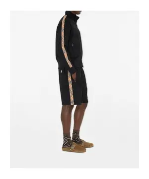 Burberry Check Trim Cotton Blend Shorts - Black