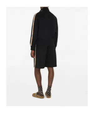 Burberry Check Trim Cotton Blend Shorts - Black