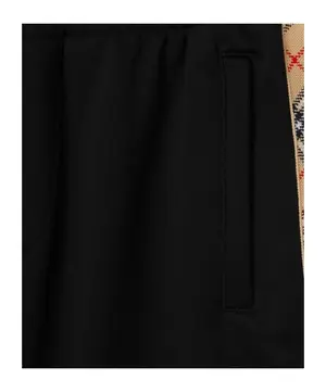 Burberry Check Trim Cotton Blend Shorts - Black