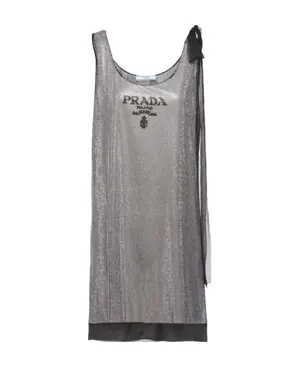 Prada Embellished Logo Mini Dress