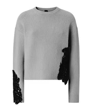 Pinko Lace-appliqué Ribbed Crewneck Jumper