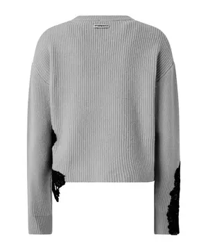Pinko Lace-appliqué Ribbed Crewneck Jumper