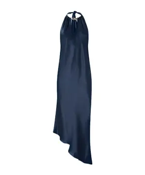 Pinko Open Back Long Dress With Asymmetrical Hem