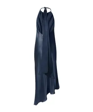 Pinko Open Back Long Dress With Asymmetrical Hem