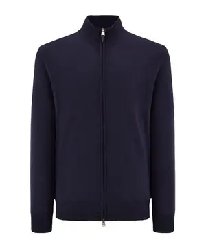 Canali Zip-up Mock Neck Knitted Sweater