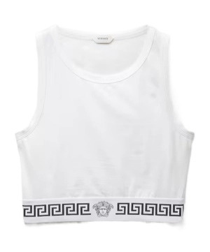 Versace Cotton Jersey Crop Top With Medusa Motif