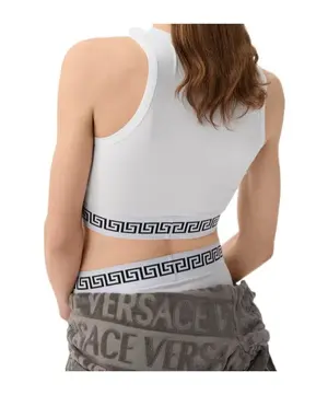 Versace Cotton Jersey Crop Top With Medusa Motif