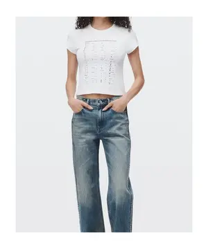 Alexander Wang Fitted Short Sleeve T-shirt With Hotfix Card Graphic - White
