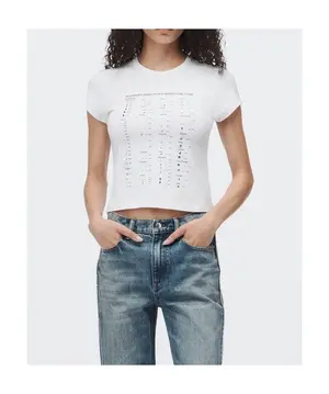 Alexander Wang Fitted Short Sleeve T-shirt With Hotfix Card Graphic - White
