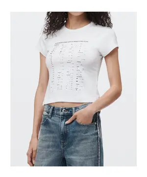Alexander Wang Fitted Short Sleeve T-shirt With Hotfix Card Graphic - White