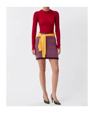 Versace Wool Crochet-stitch Knit Mini Skirt