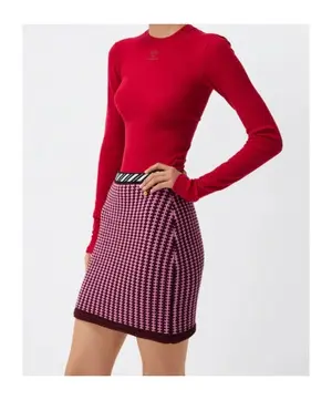 Versace Wool Crochet-stitch Knit Mini Skirt