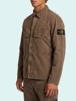 Stone Island Long Sleeve Shirt Jacket With Concealed Closure And Flap Chest Pockets