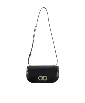 FERRAGAMO Gold-tone Gancini Flap Shoulder Bag