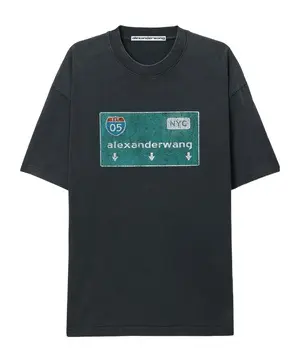 Alexander Wang Oversized Street Sign T-shirt - Washed Black