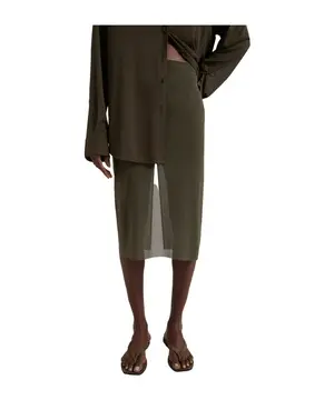 THE FRANKIE SHOP Suva Sheer Skirt - Khaki