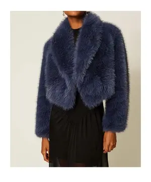 TWINSET Cropped Faux Fur Jacket