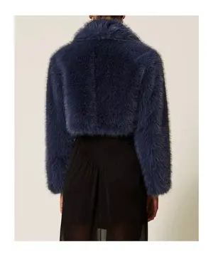 TWINSET Cropped Faux Fur Jacket