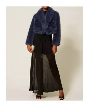 TWINSET Cropped Faux Fur Jacket