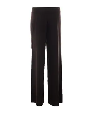 LISA YANG Wide-leg Knitted Trousers - Dark Brown