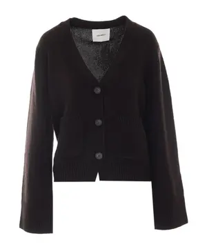 LISA YANG Long-sleeve Button-front Cardigan - Dark Brown