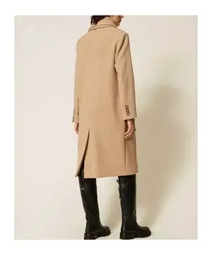 TWINSET Velvet-finish Wool Coat With Detachable Cape