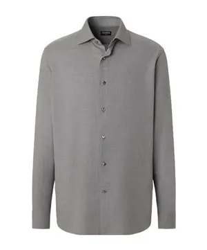 Zegna Regular Fit Spread Collar Shirt - Grey