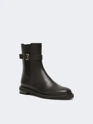Max Mara Leather Chelsea Boots With Buckle Detail