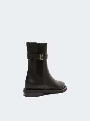 Max Mara Leather Chelsea Boots With Buckle Detail
