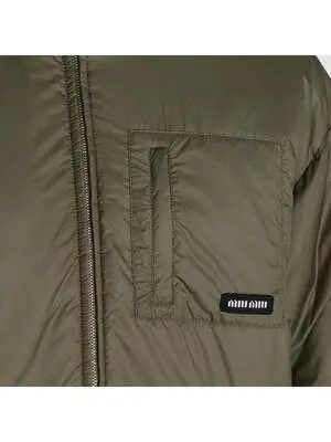 Miu Miu Down Jacket With Ripstop Fabric And Windproof Properties - Forest Green