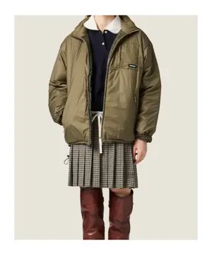 Miu Miu Down Jacket With Ripstop Fabric And Windproof Properties - Forest Green