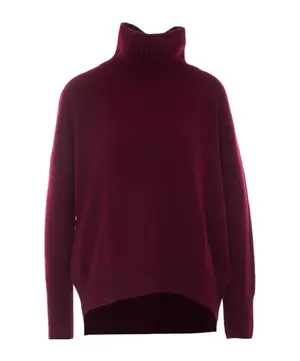 LISA YANG Asymmetric Hem Mock Neck Sweater