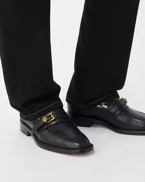 Versace Primo Leather Loafers With Medusa Hardware