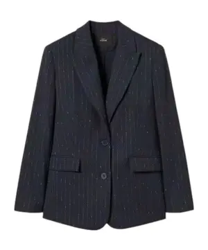 TWINSET Pinstriped Blazer With Metallic Accents