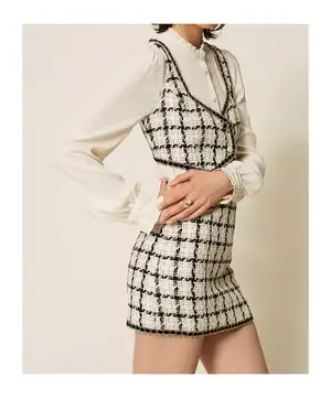 TWINSET Plaid Bouclé Mini Skirt