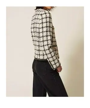 TWINSET Checked Bouclé Jacket With Metallic Trims