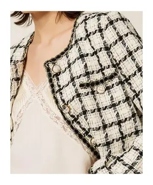 TWINSET Checked Bouclé Jacket With Metallic Trims