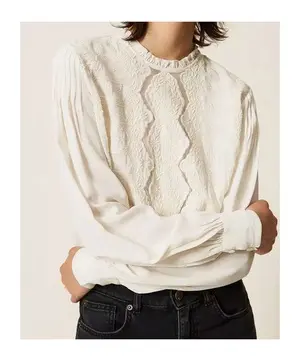 TWINSET Lace Panel Long Sleeve Top