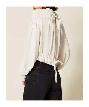 TWINSET Lace Panel Long Sleeve Top