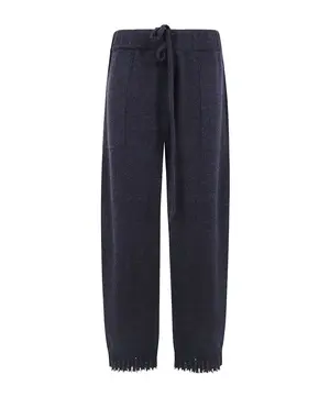 UMA WANG Elastic Waist Casual Pants With Frayed Hem