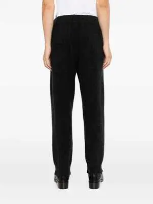 UMA WANG Elastic Waist Casual Pants With Frayed Hem - Dark Grey