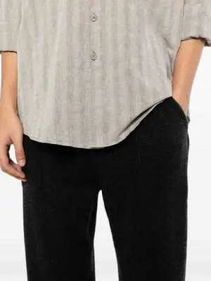 UMA WANG Elastic Waist Casual Pants With Frayed Hem - Dark Grey