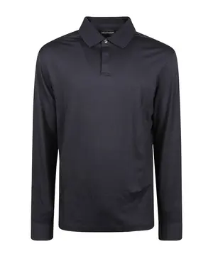 Emporio Armani Long Sleeve Polo Shirt - Blu Navy