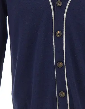 Eleventy V-neck Button-up Cardigan With Ribbed Trim