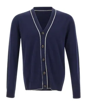 Eleventy Contrast Trim V-neck Cardigan