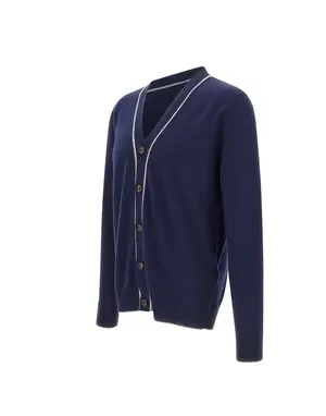 Eleventy Contrast Trim V-neck Cardigan