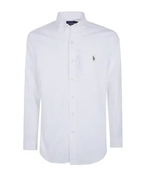 Polo Ralph Lauren Curved Hem Pony Embroidered Oxford Shirt - White