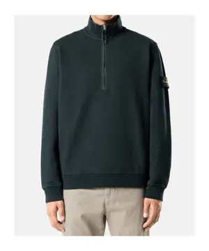 Stone Island Regular-fit Half-zip Sweatshirt With Ribbed Inserts