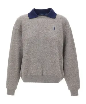 Polo Ralph Lauren Long Sleeve Sweatshirt With Polo Collar - Grey